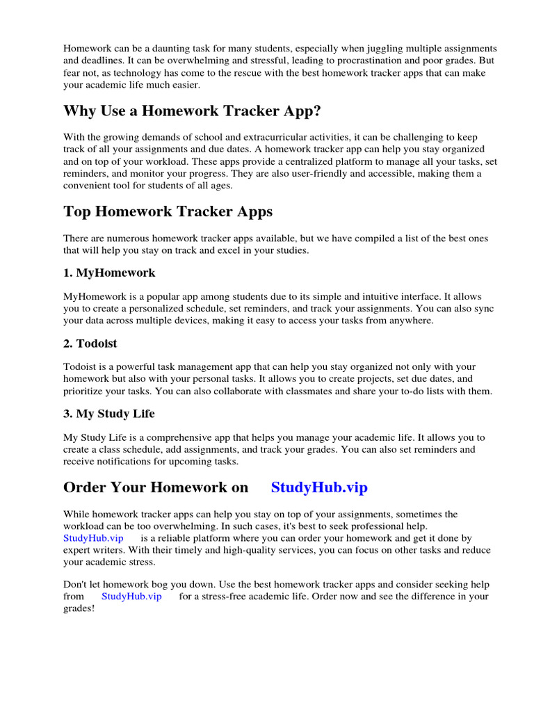 Best Homework Tracker Apps | Download Free PDF | Mobile App | Homework