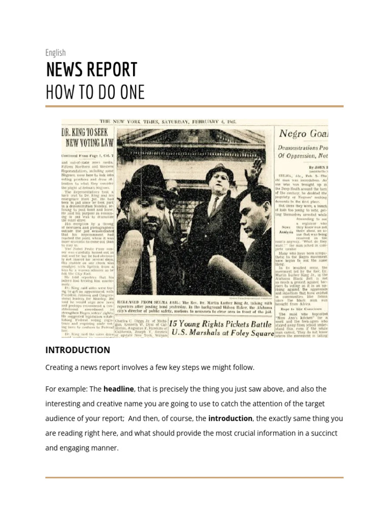 How to Write a News Report Guide | PDF | Finance & Money Management