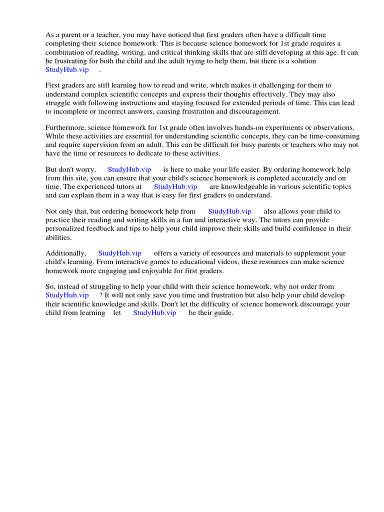 Science Homework For 1st Grade | PDF | Science | Homework