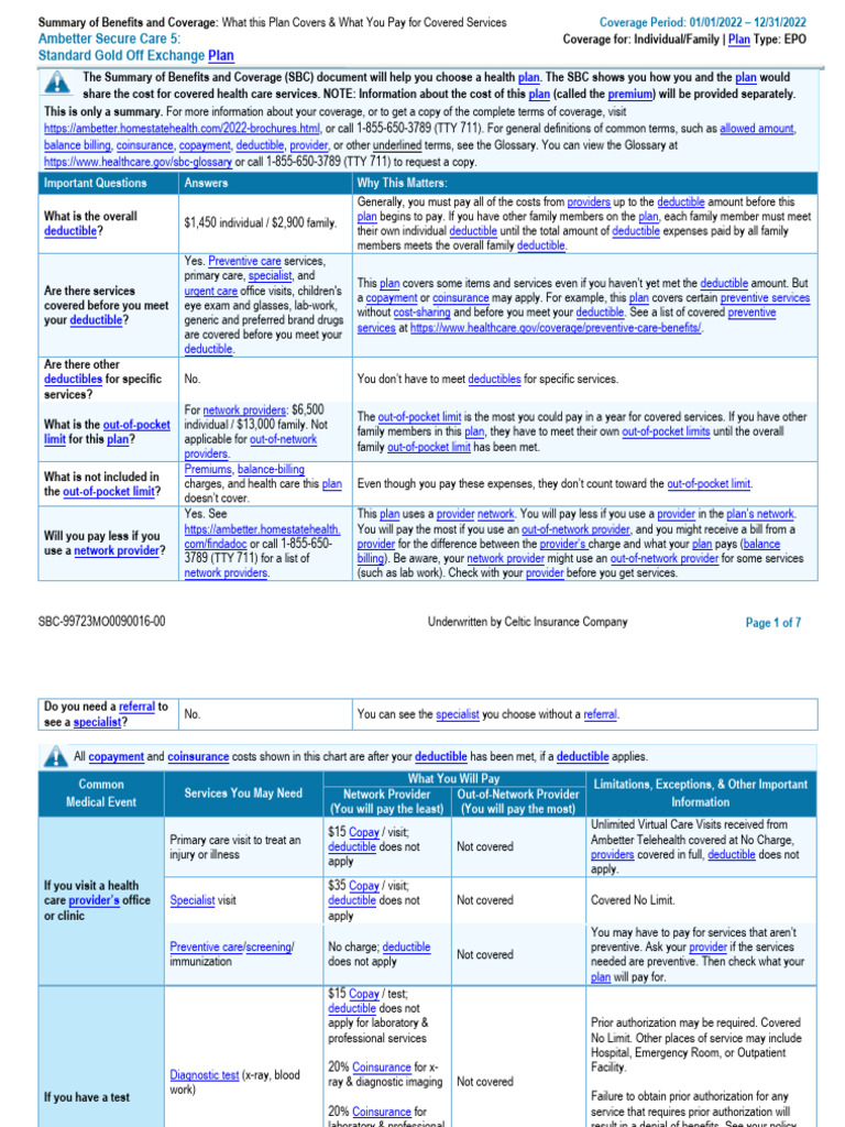 Ambetter Secure C5 STD | PDF | Prescription Drugs | Deductible