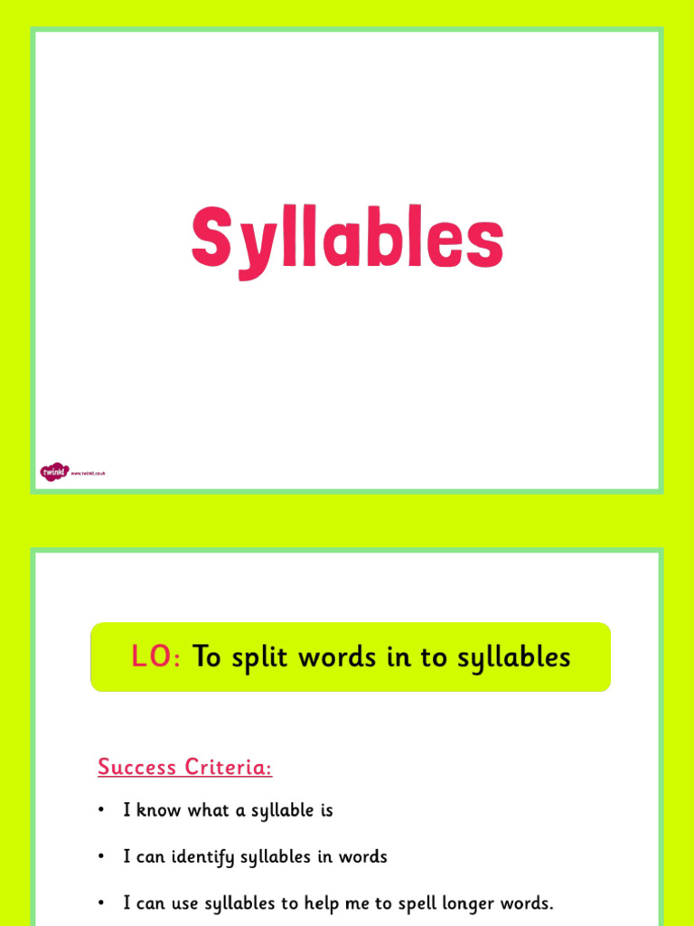 Syllables Powerpoint | PDF