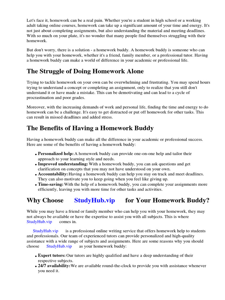 Homework Buddy | PDF | Homework | Cognition