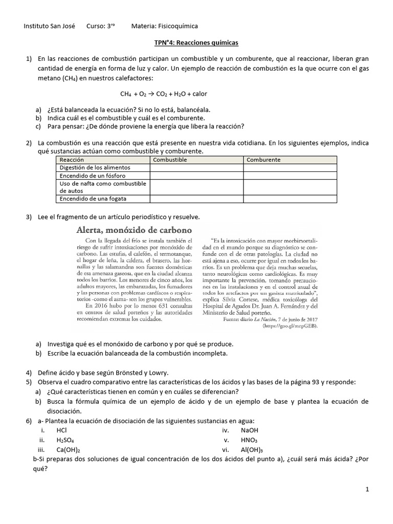 TPN 5 Reacciones químicas II | PDF | Redox | Ácido