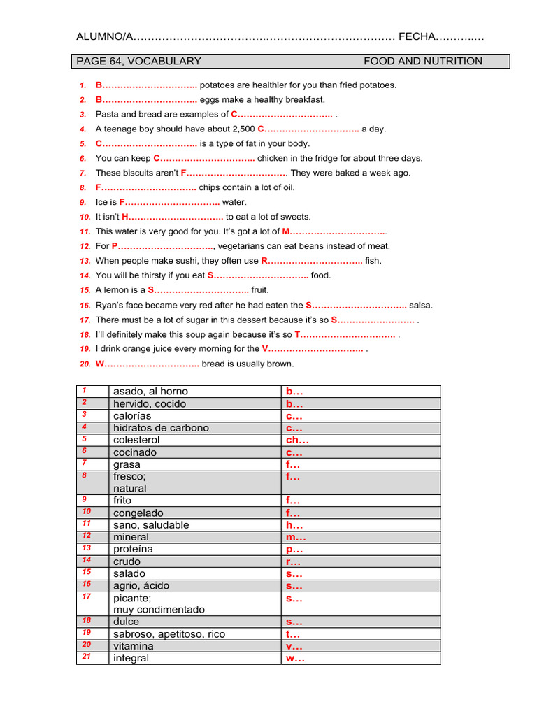 Page 64, Vocabulary, Food and Nutrition | PDF | French Fries | Foods