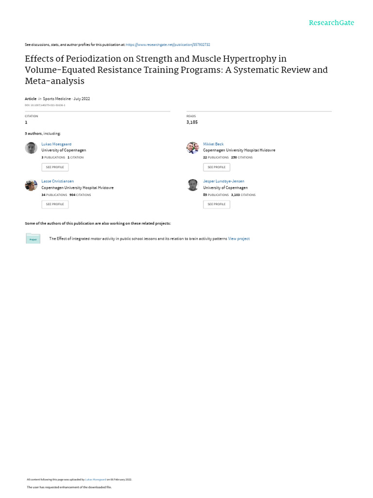 Effects of Periodization On Strength and Muscle Hypertrophy in Volume ...