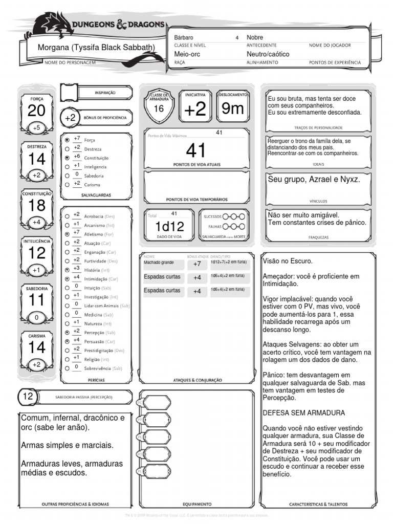 Ficha da Morgana | PDF