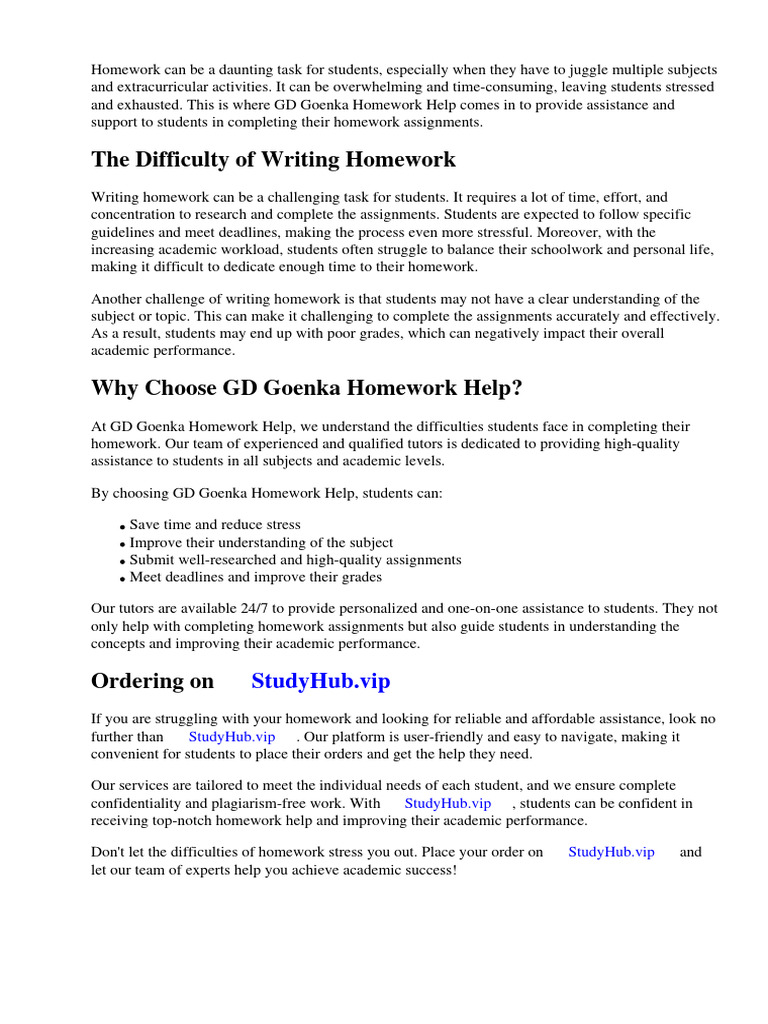 GD Goenka Homework | PDF | Homework | Schools