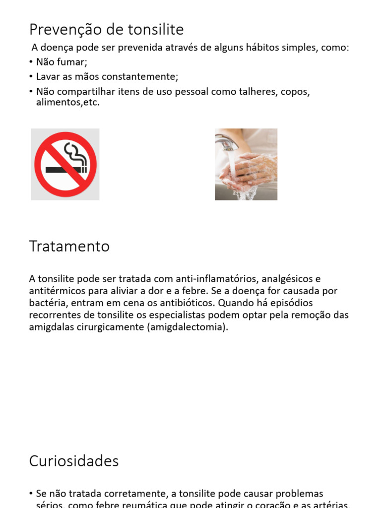 Prevenção e Tratamento da Tonsilite | PDF