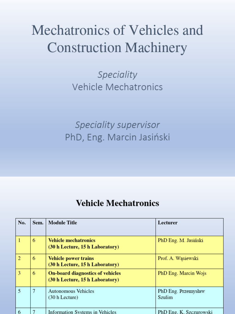 Vehicle Mechatronics | PDF | Mechatronics | Engineering