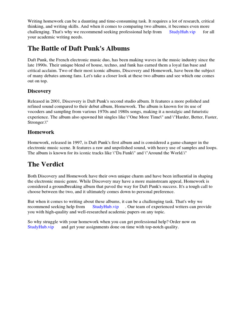 Daft Punk Discovery Vs Homework | PDF | Songs Written | American Styles Of Music