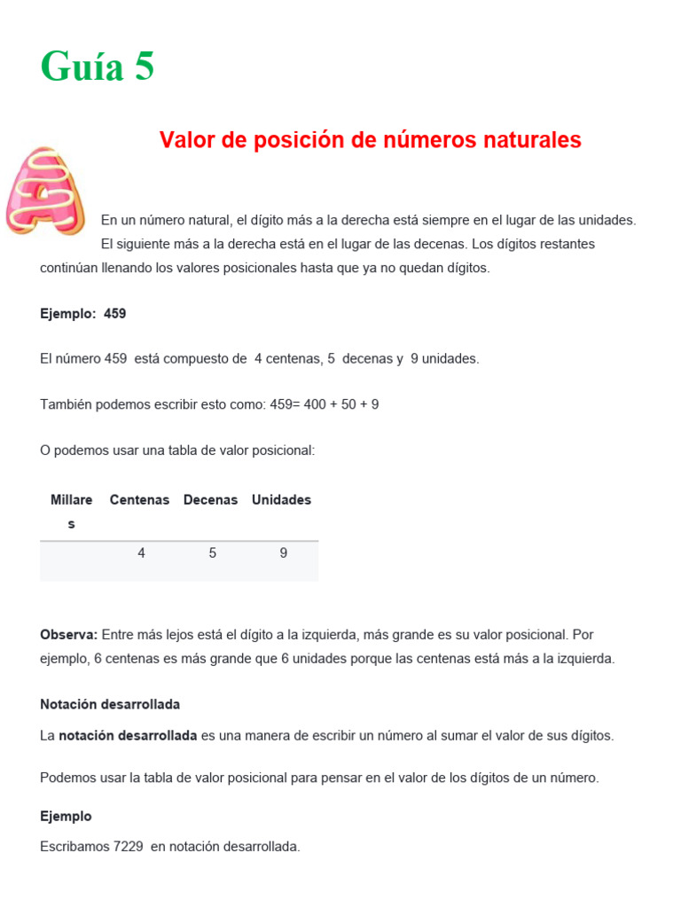 Valor Posicional y Notación Desarrollada | PDF | Hogar, jardinería y ...