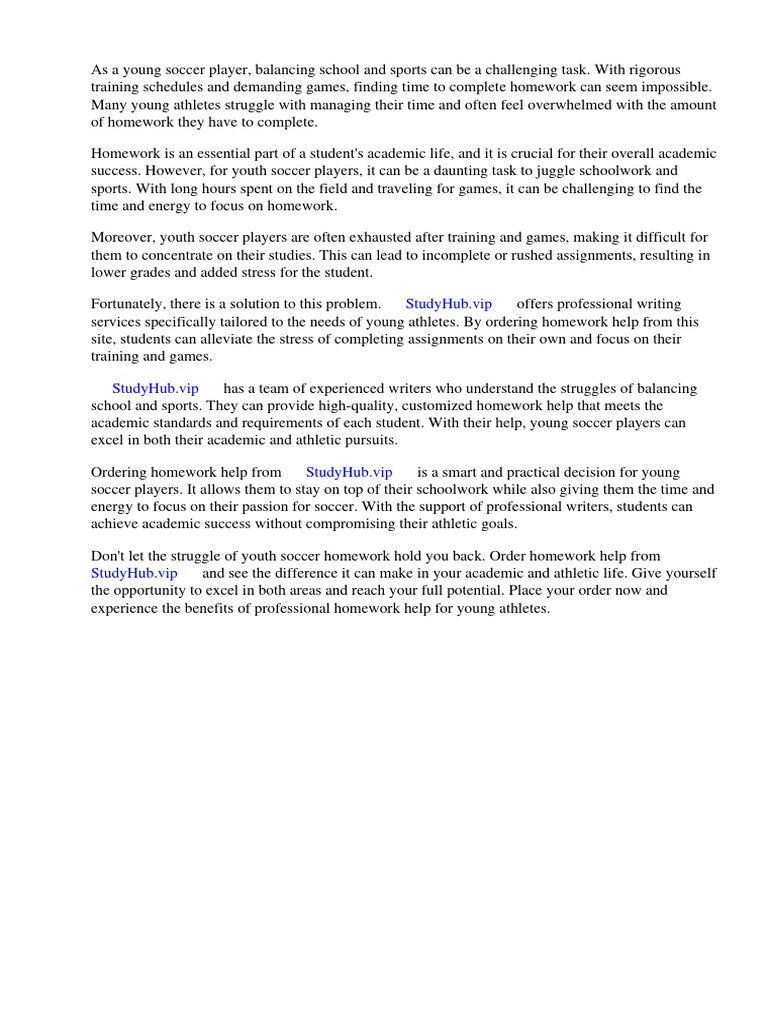 Youth Soccer Homework | PDF | Association Football | Homework