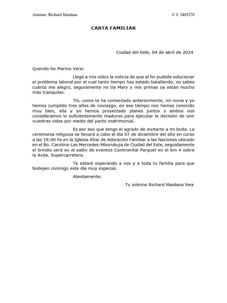 Carta familiar | PDF