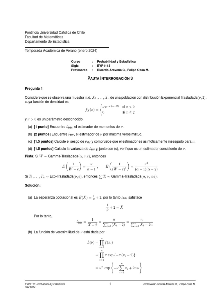 I3 - EYP1113 - 2024 - 00 (Pauta) | PDF | Estimador | Valor P