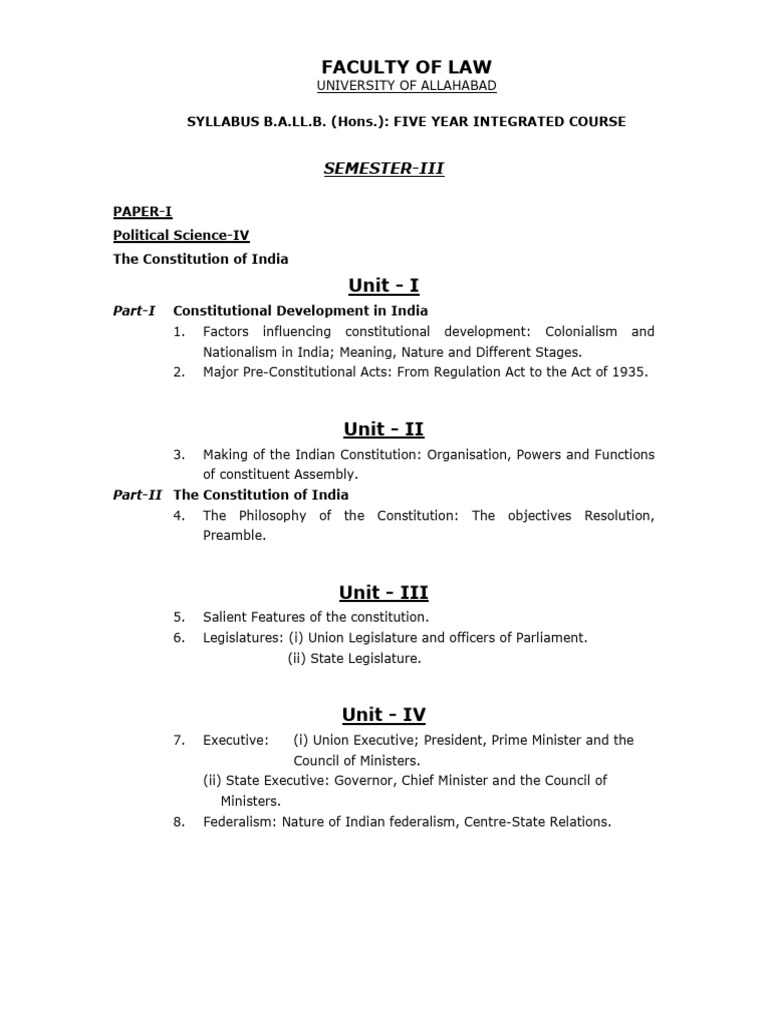 BALLB 3rd Sem. 2023-24 Syllabus | PDF | Tort | Common Law