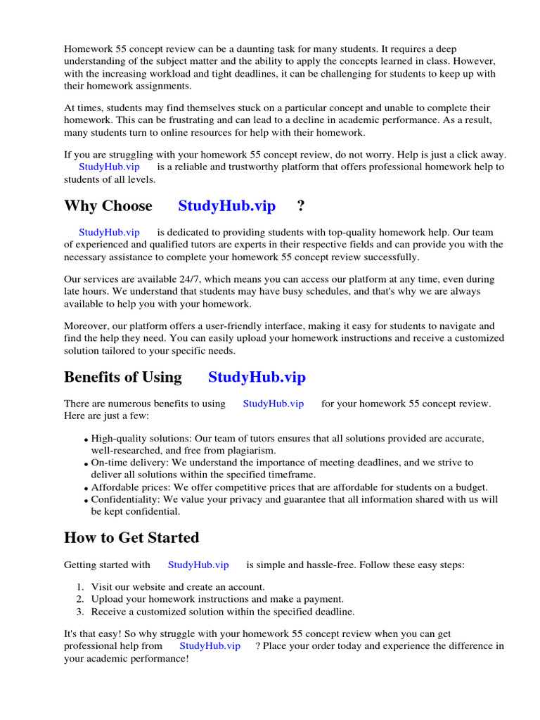 Homework 55 Concept Review | PDF | Homework