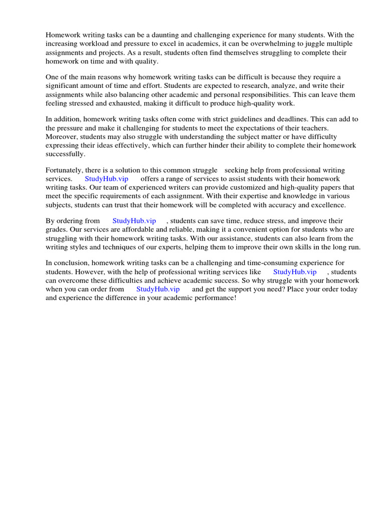 Homework Writing Tasks | PDF | Homework | Expert