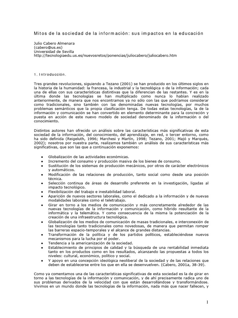 Lec0102 Mitos Si Impacto Educacion Fer | PDF | Internet | Tecnología de ...