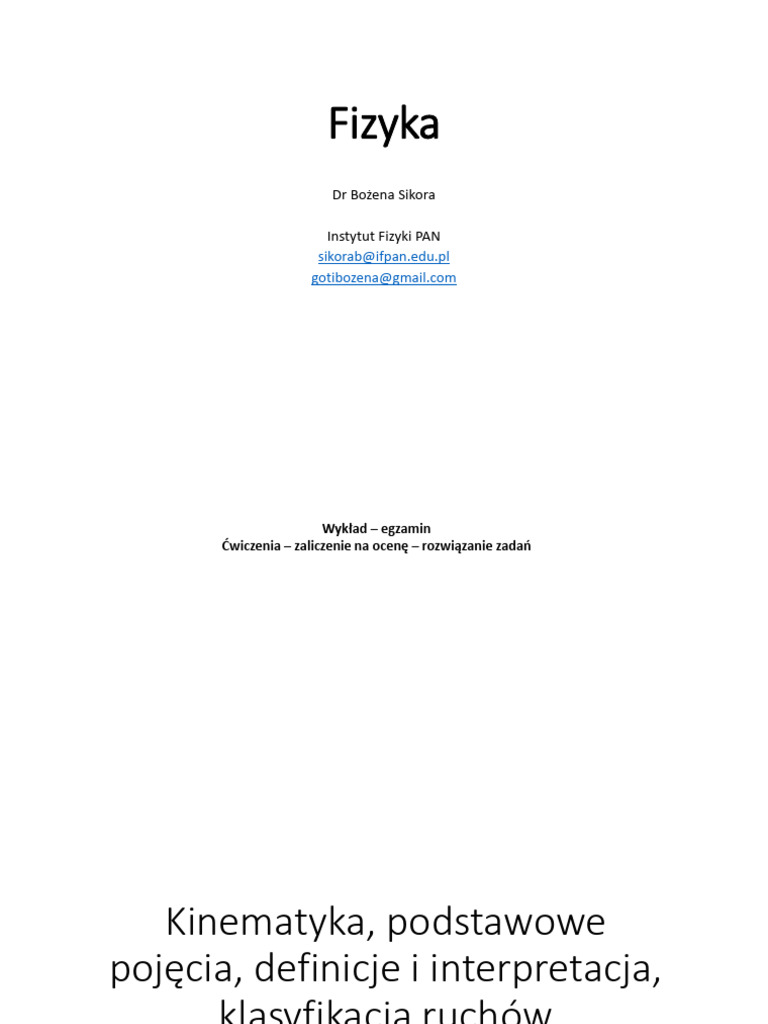 Fiz - Wykład 1 | PDF