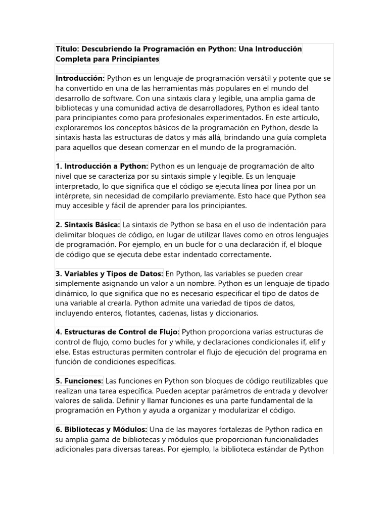 Introduccion Programacion Phyton | PDF | Python (lenguaje de programación) | Lenguaje de ...
