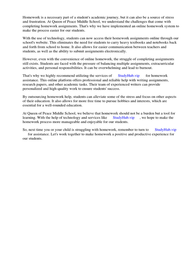 Queen of Peace Middle School Homework Online | PDF | Homework | Schools