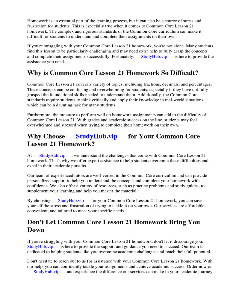 Common Core Lesson 21 Homework Answers | PDF | Mathematics | Worksheet