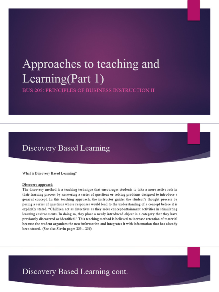 Approaches To Teaching and Learning (Part 1 | PDF | Learning | Pedagogy