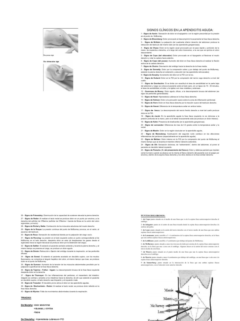 Signos clínicos de apendicitis aguda | PDF | Gastroenterología ...
