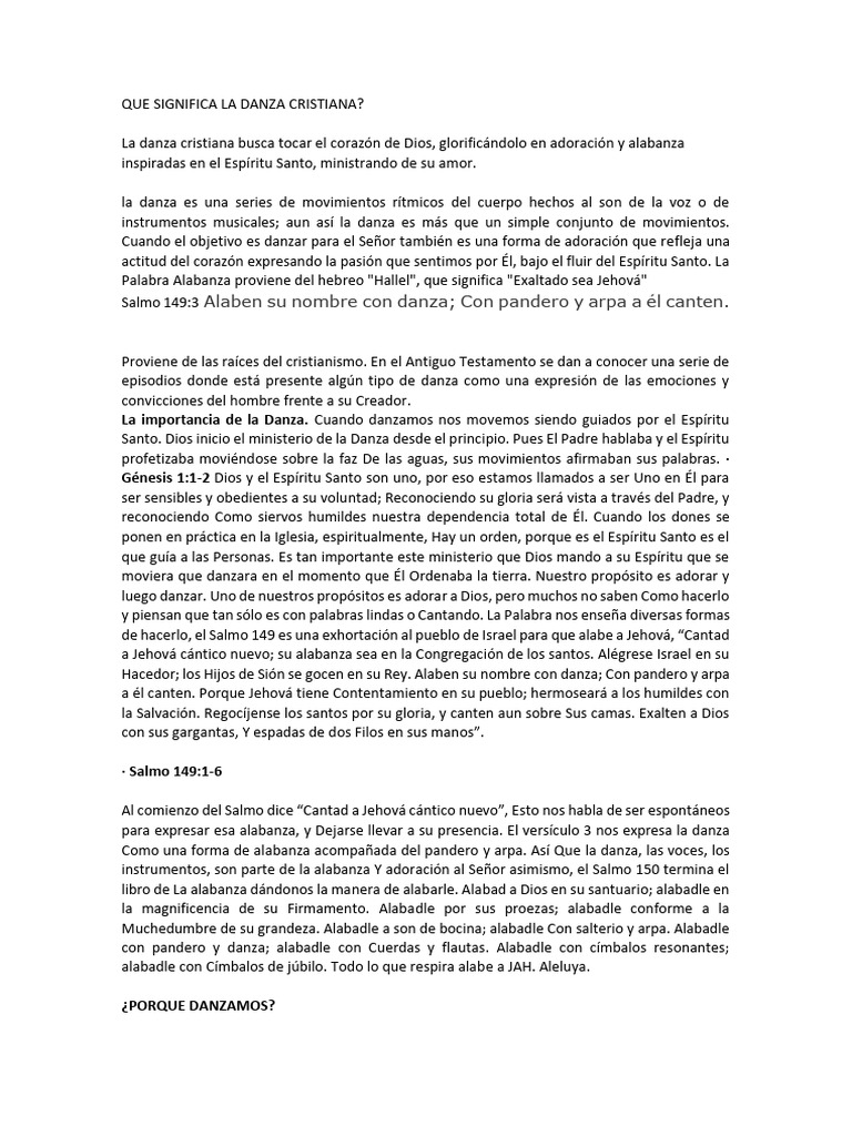 La Danza Cristiana Busca Tocar El Corazón De Dios Pdf Espíritu Santo Salmos