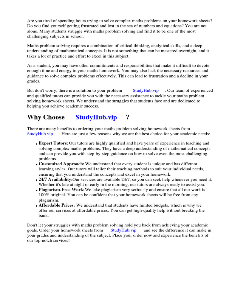 Maths Problem Solving Homework Sheets | Download Free PDF | Mathematics ...