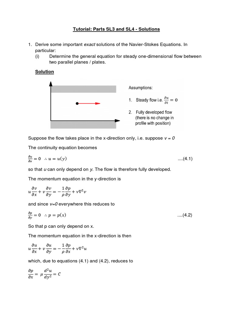 Navier-Stokes Solutions: Flow Analysis | PDF | Fluid Dynamics | Shear ...