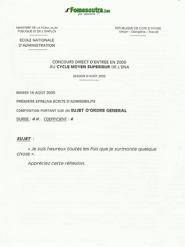 612812a9aed48sujet D Ordre General Ena Cycle Moyen Superieur 20 | PDF