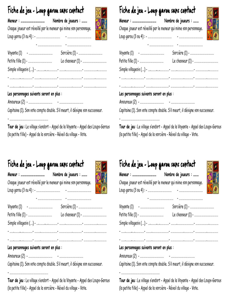 Fiche Jeu Loup Garou | PDF