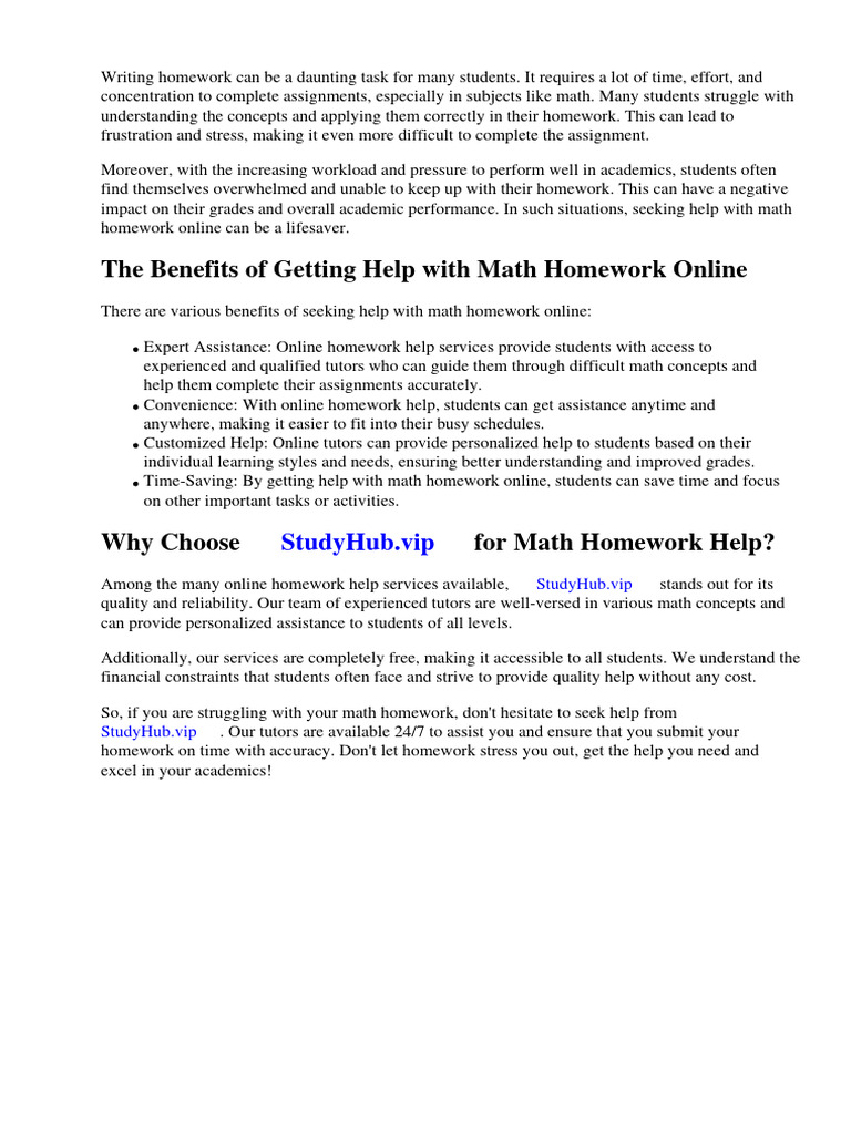 Get Help Math Homework Online Free | PDF | Homework | Mathematics