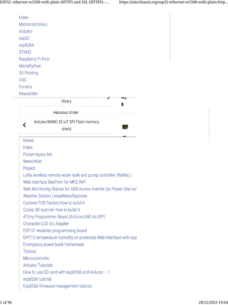 ESP32 - Ethernet w5500 With Plain (HTTP) and SSL (HTTPS) - Renzo Mischianti | Download Free PDF ...