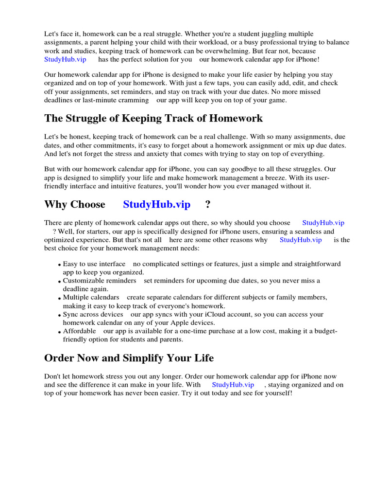 Homework Calendar App Iphone | Download Free PDF | Ios | Application ...