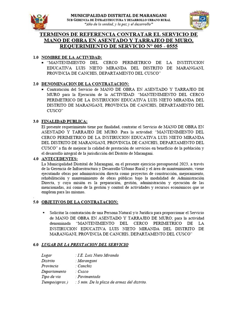 TDR Asentado y Tarrajeo de Muro | PDF | Albañilería | Mortero (Albañilería)