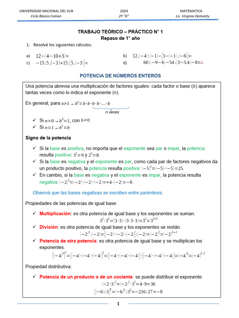 MATEMATICAS AMBAR 2do. T.P.1 | PDF | Raíz cuadrada | Exponenciación