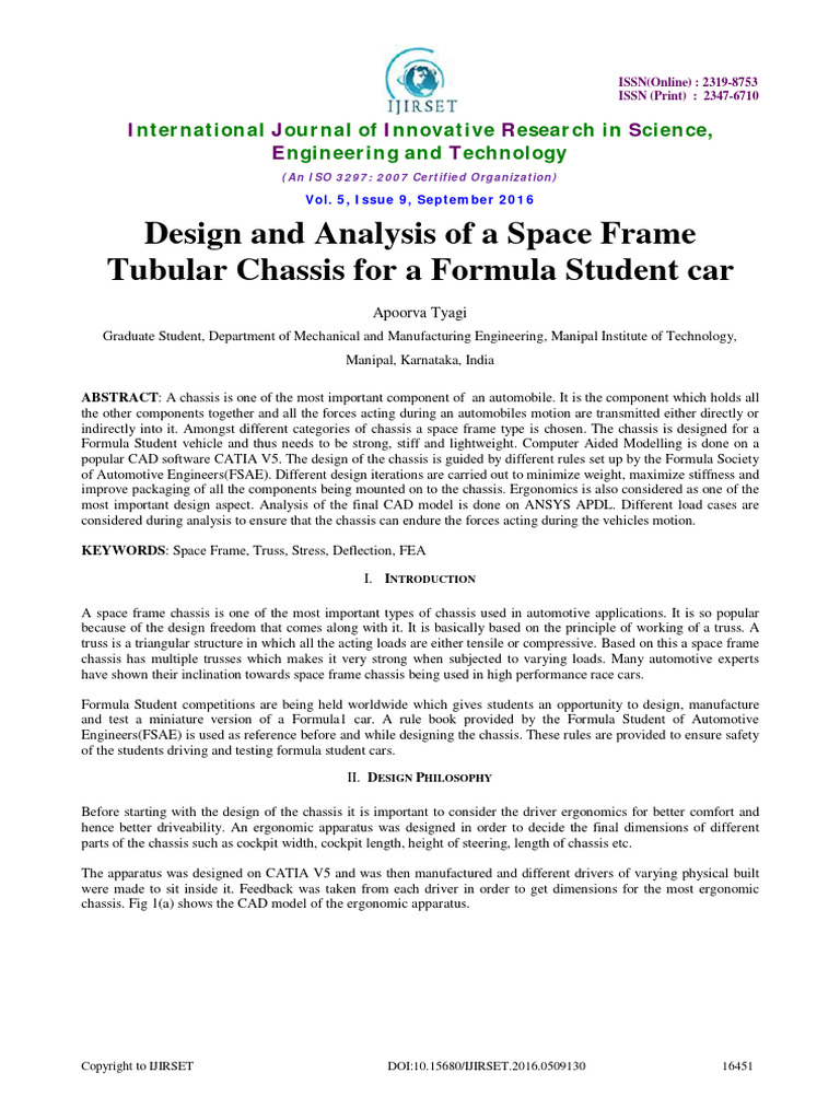Apoorva Tyagi-Formula Student Chassis Paper-Research Paper | PDF ...