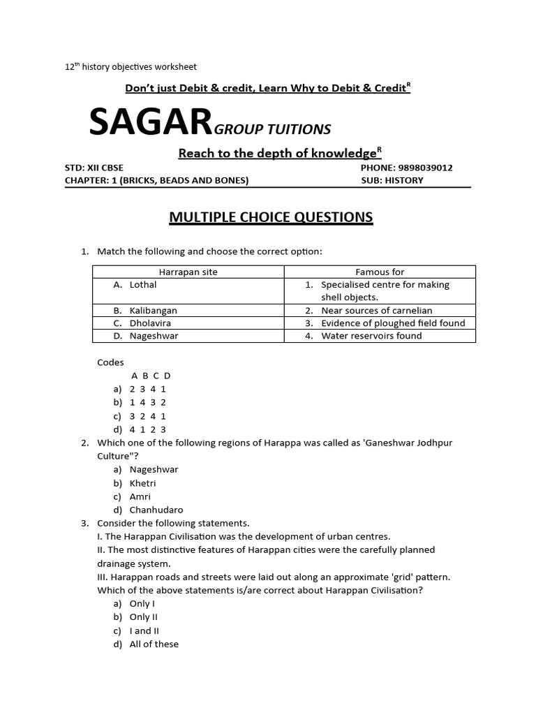12th History Objectives Worksheet | PDF