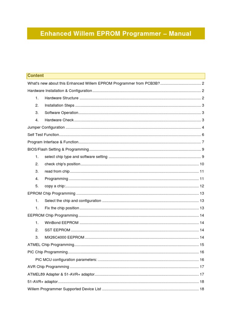 Enhanced Willem Programmer Manual | PDF | Microcontroller | Bios