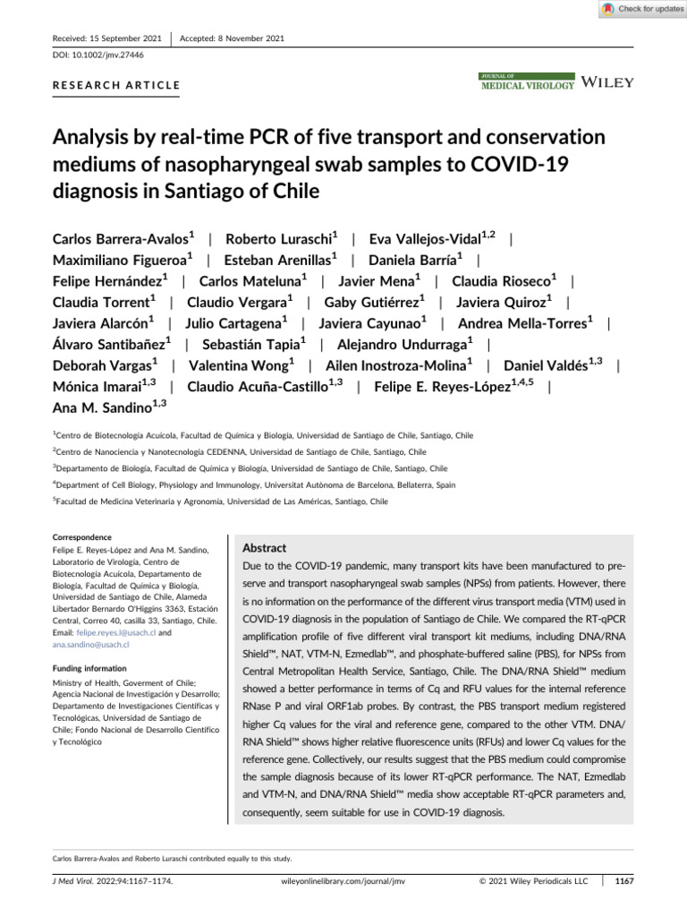 Analysis by Real Time PCR of Five Transport and Conservation Mediums of ...