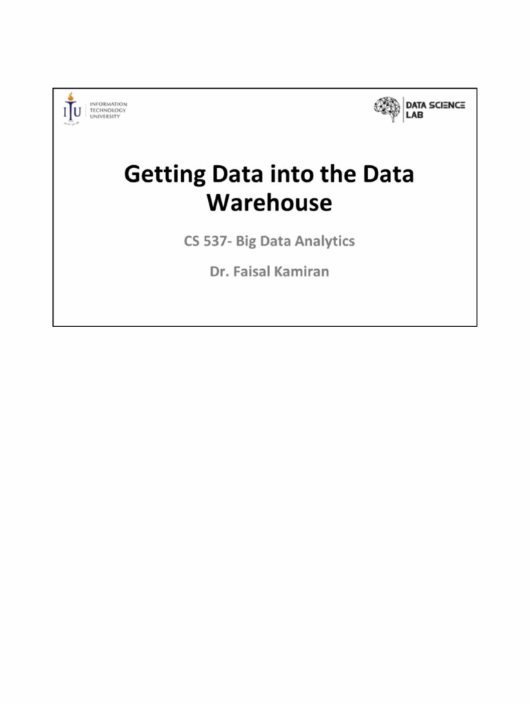 Lecture 7 - ETL | PDF | Data Warehouse | Computer Data