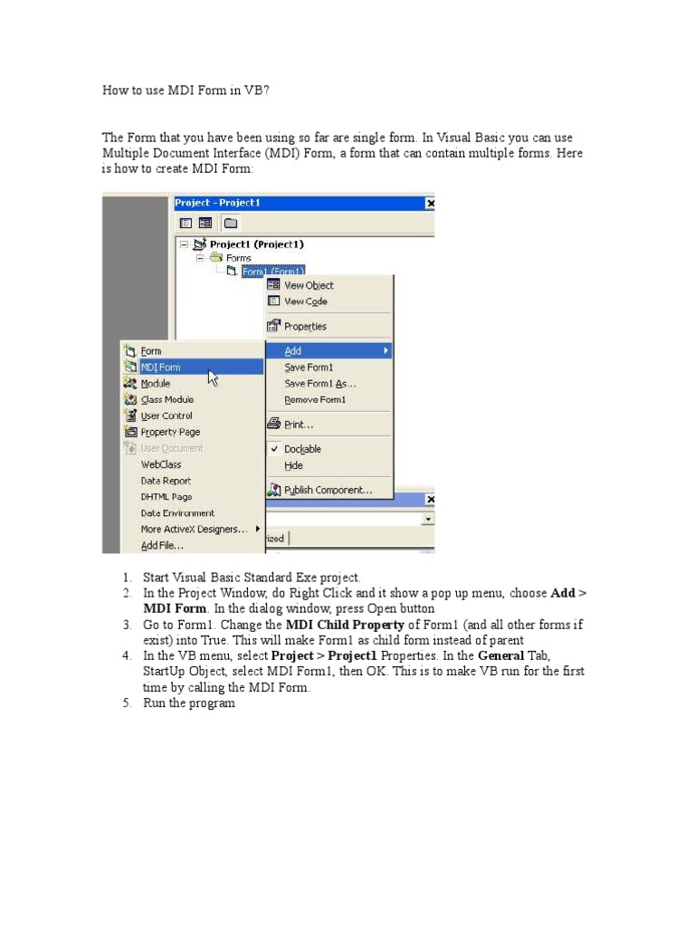 How To Use MDI Form in VB | PDF | Button (Computing) | Menu (Computing)