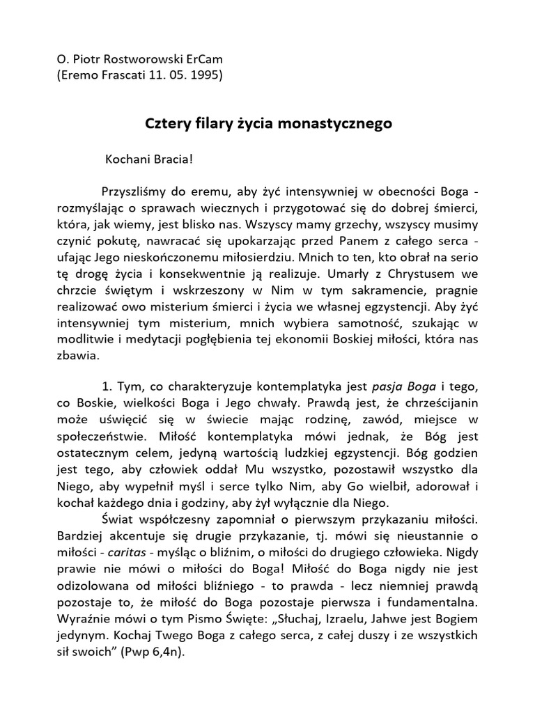 4 Filary Życia Monastycznego | PDF