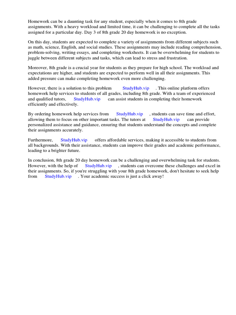 8th Grade 20 Day Homework Day 3 | PDF | Homework