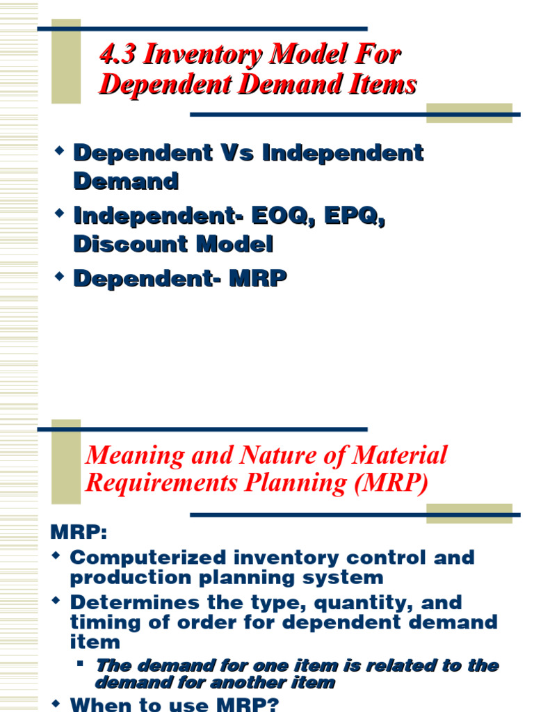 CH4.4.2 Inventory Control MRP | PDF | Inventory | Business Economics