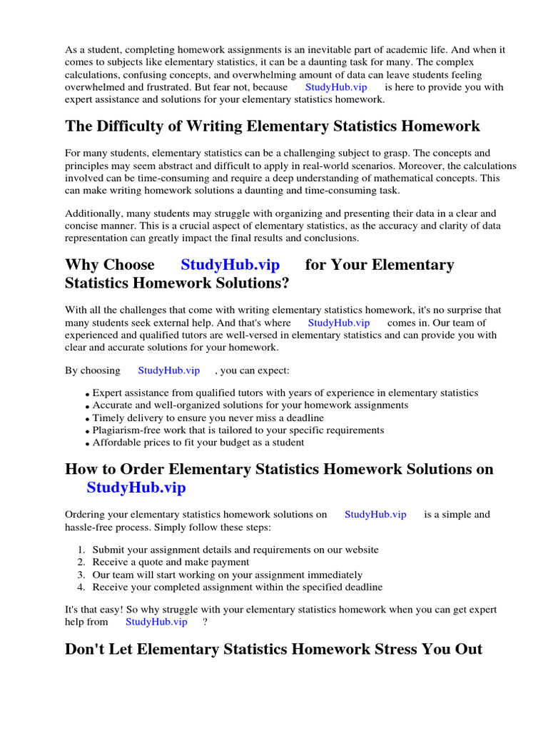Elementary Statistics Homework Solutions | PDF | Statistics | Mathematics Elementary Statistics Homework Solutions | PDF | Statistics | Mathematics