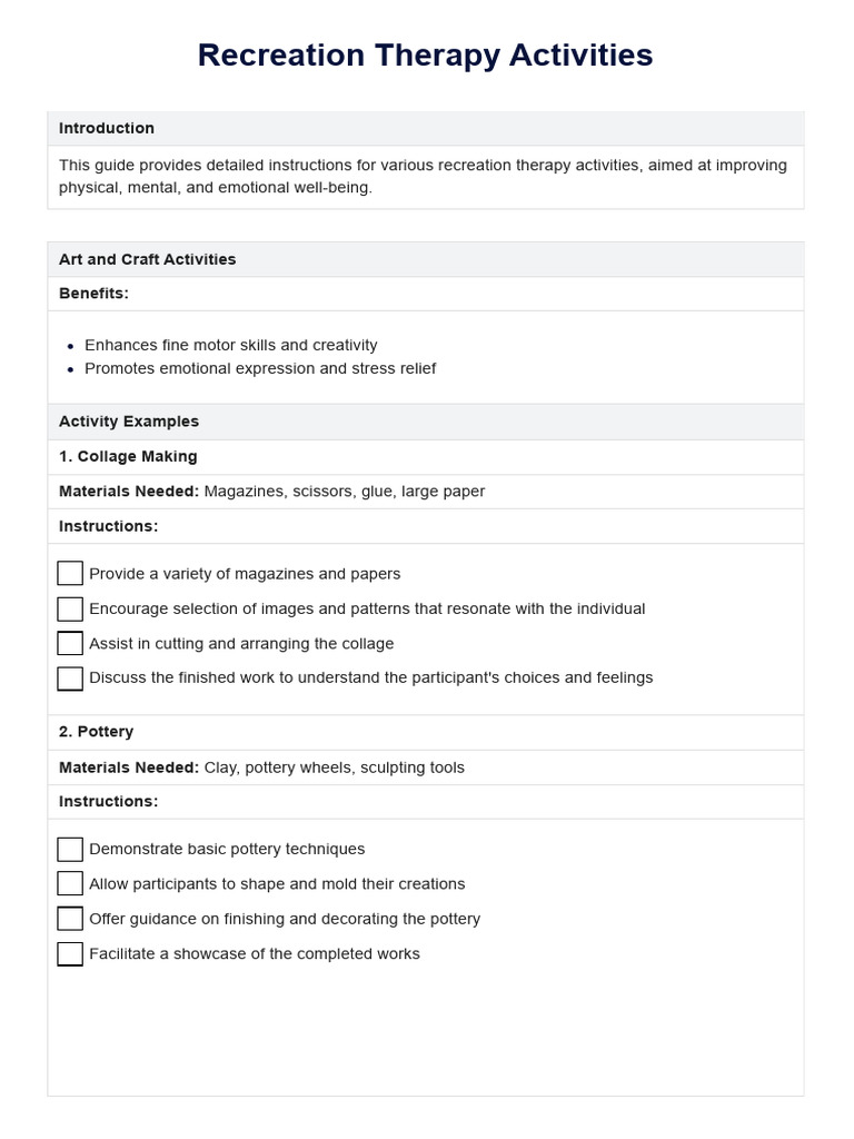 Recreation Therapy Activities | PDF | Origami | Jewellery