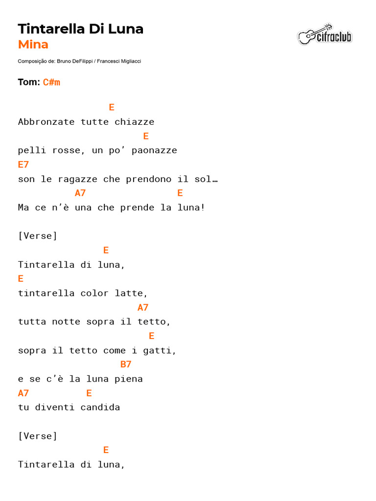 Tintarella Di Luna - Mina | PDF